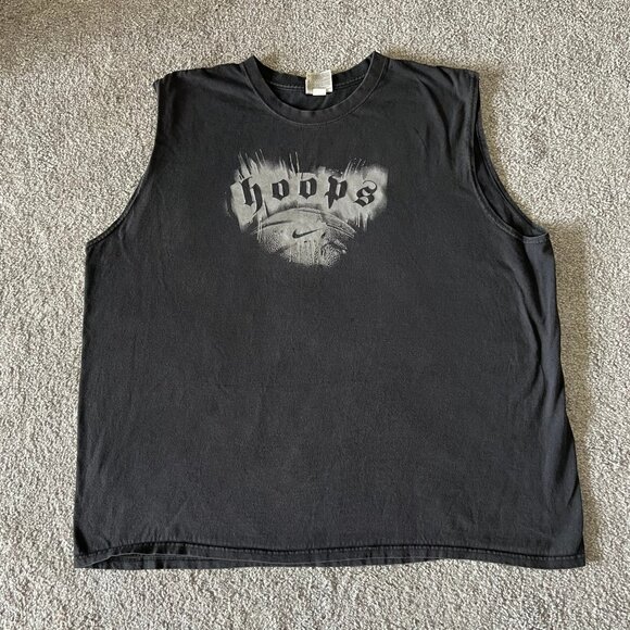 Nike | Shirts | Vintage Nike Tank Top Mens Xxl Black Gray Hoops Center ...
